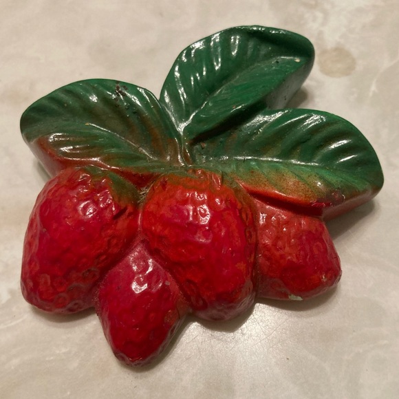 Accents | Vintage Chalk Ware Strawberries Wall Plaque Retro Cottage ...